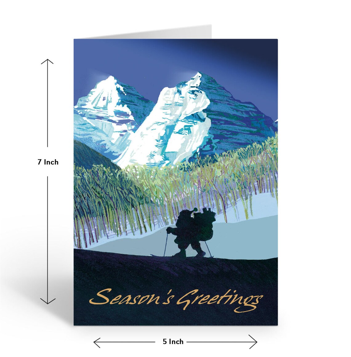 Winter Mountains & Santa Christmas Card - 18 Winter Cards and Envelopes ...