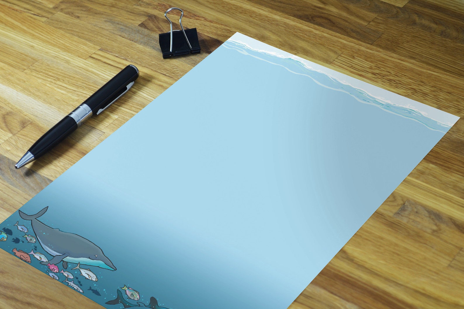 Ocean Stationery Ocean and Fish Letterhead 8.5 x 11 inches - Etsy Italia