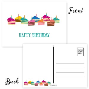Set of 50 Assorted Happy Birthday Postcards - Full Color Both Sides ...