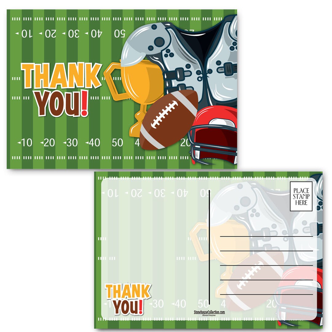 Football Themed Thank You Postcards - Set of 40 Postcards - 4 X 6 ...