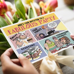 Funny Party Invitations - 25 Invites & Envelopes - Hilarious Party ...