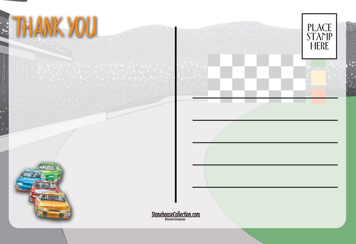 Race Car Themed Thank You Postcards Set of 40 Postcards 4 - Etsy