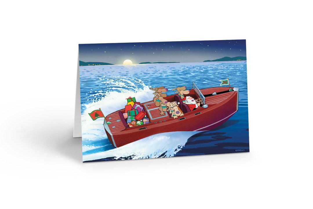 Classic Speedboat Christmas Card - 18 Boating Christmas Cards and ...