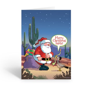 Funny and Cute Little Roadrunner and Santa Chirstmas Card - 18 Cards ...