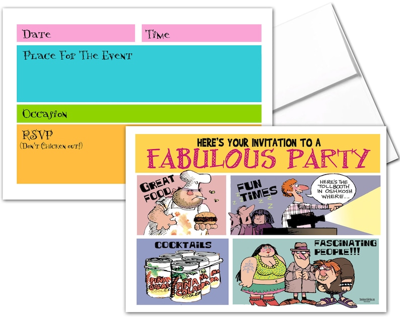 Funny Party Invitations 25 Invites & Envelopes Hilarious - Etsy