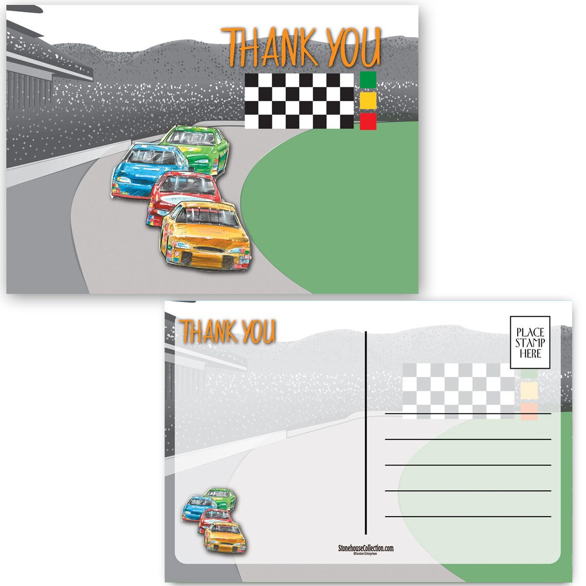 Race Car Themed Thank You Postcards Set of 40 Postcards 4 - Etsy