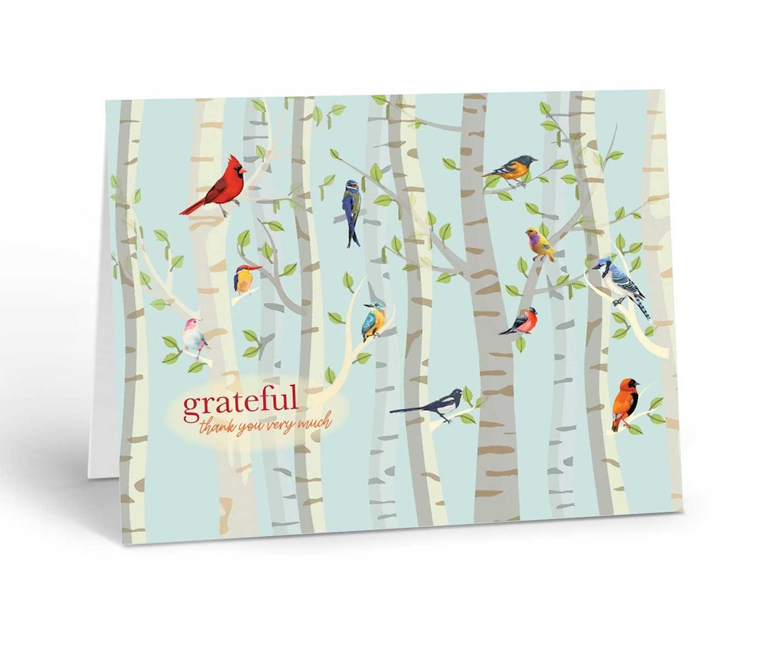Birds Thank You Note Card - 10 Thank You Note Cards and Envelopes ...
