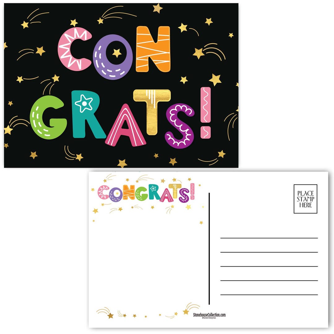 Colorful Letters and Confetti Congratulations Postcards - 4 X 6 ...