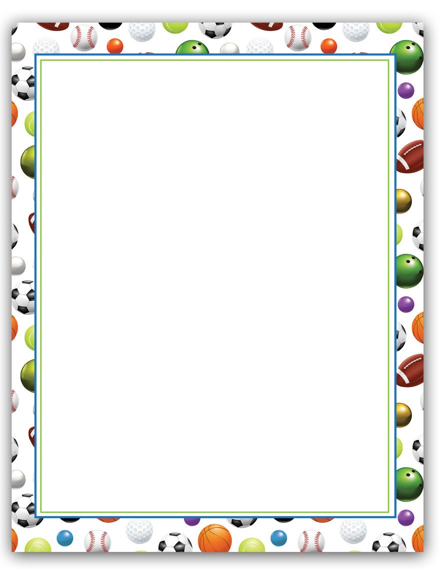 Sports Border Stationery 8.5 X 11 Inches 60 Paper Sheets B6526 - Etsy