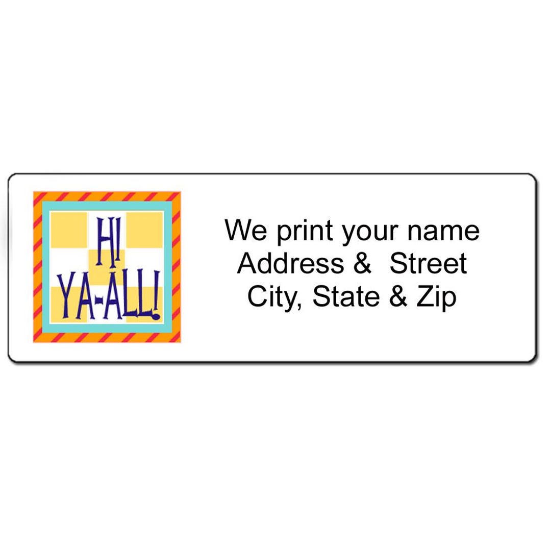 Custom Hi Ya'll Greeting Return Address Labels - Personalized Address ...