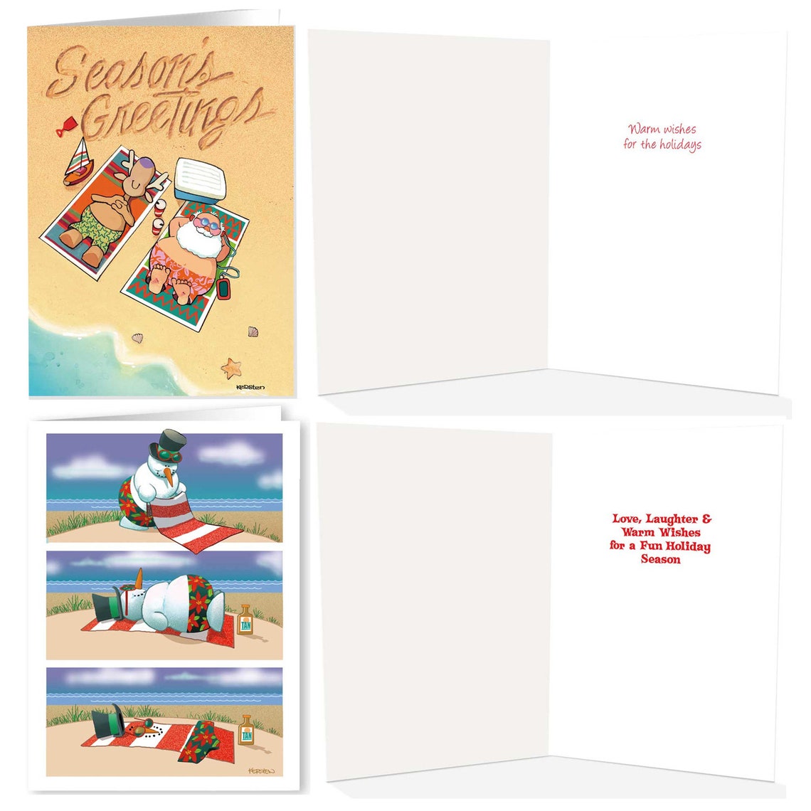 Beach Christmas Card Variety Pack - 18 Assorted Beach Cards & Envelopes ...