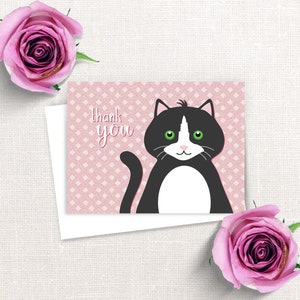 Adorable Tuxedo Cat Thank You Note Card - 10 Thank You Note Cards and ...