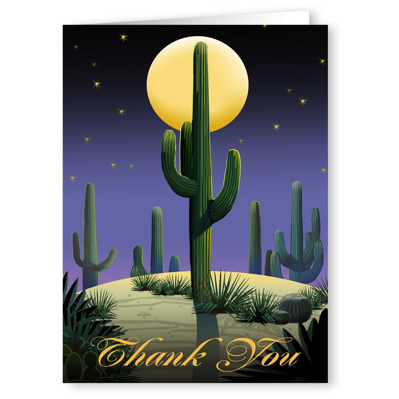 Desert Cactus Thank You Note Card - 12 Boxed Western Cards & Envelopes ...