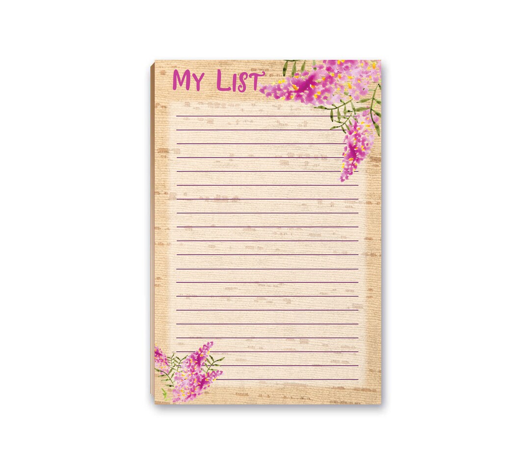 Rustic Floral My List Magnetic Notepad - 8.5" X 5.5" - Rustic Notepads ...