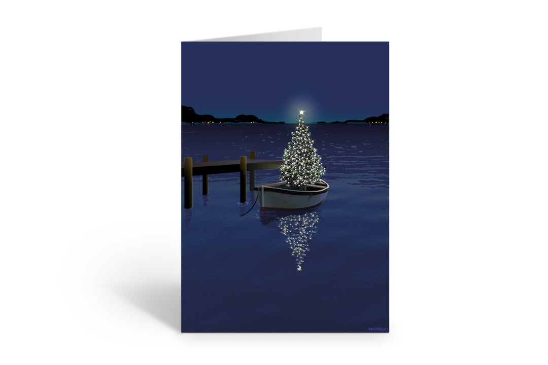Christmas Tree Boat - 18 Boating Cards and Envelopes - Nautical ...