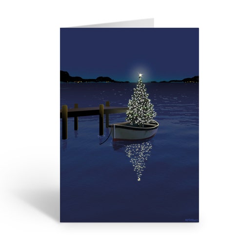 Christmas Tree Boat 18 Boating Cards and Envelopes 60043 - Etsy