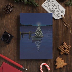 Christmas Tree Boat 18 Boating Cards and Envelopes Nautical Christmas ...