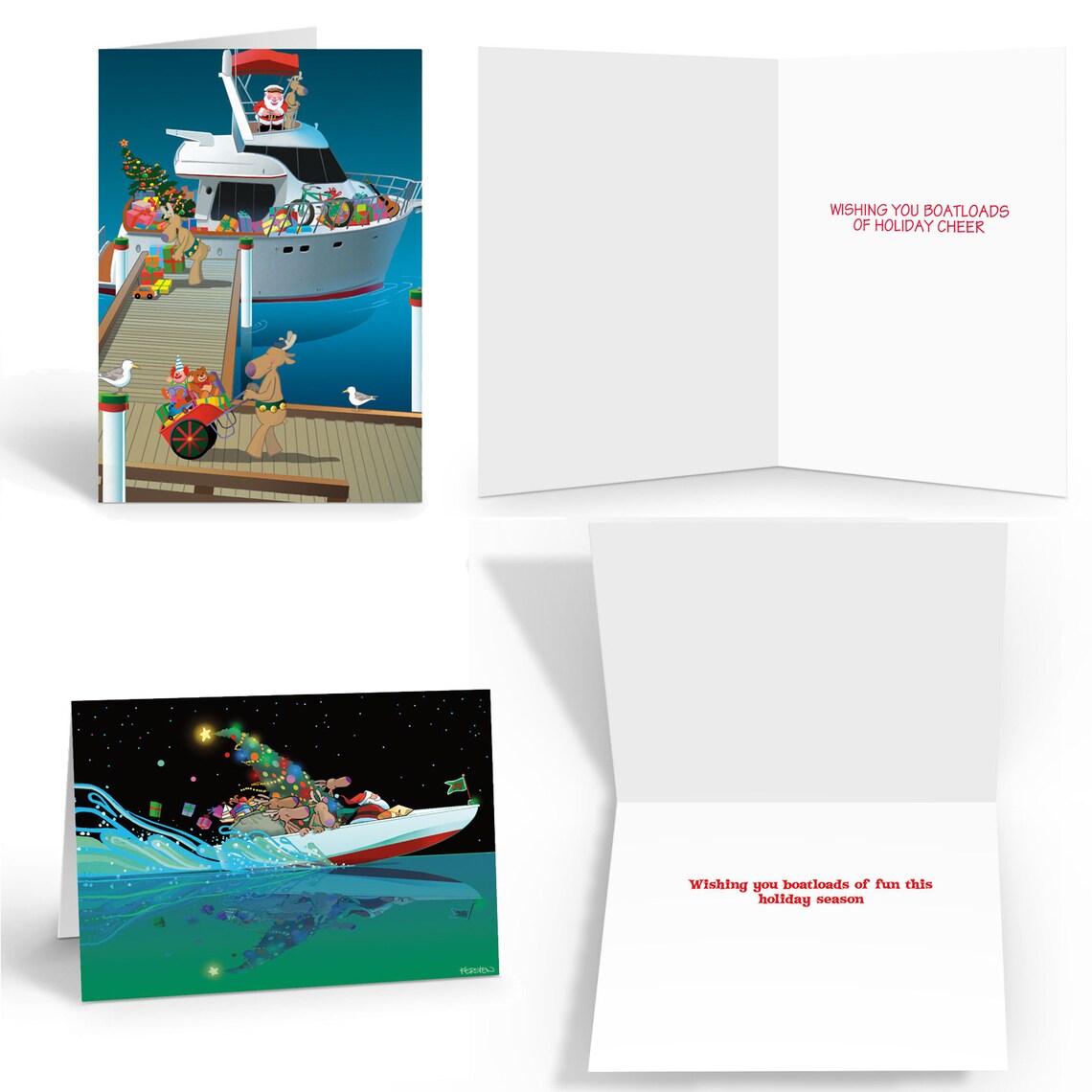 Boat Christmas Card Variety Pack 24 Cards & Envelopes 89 - Etsy