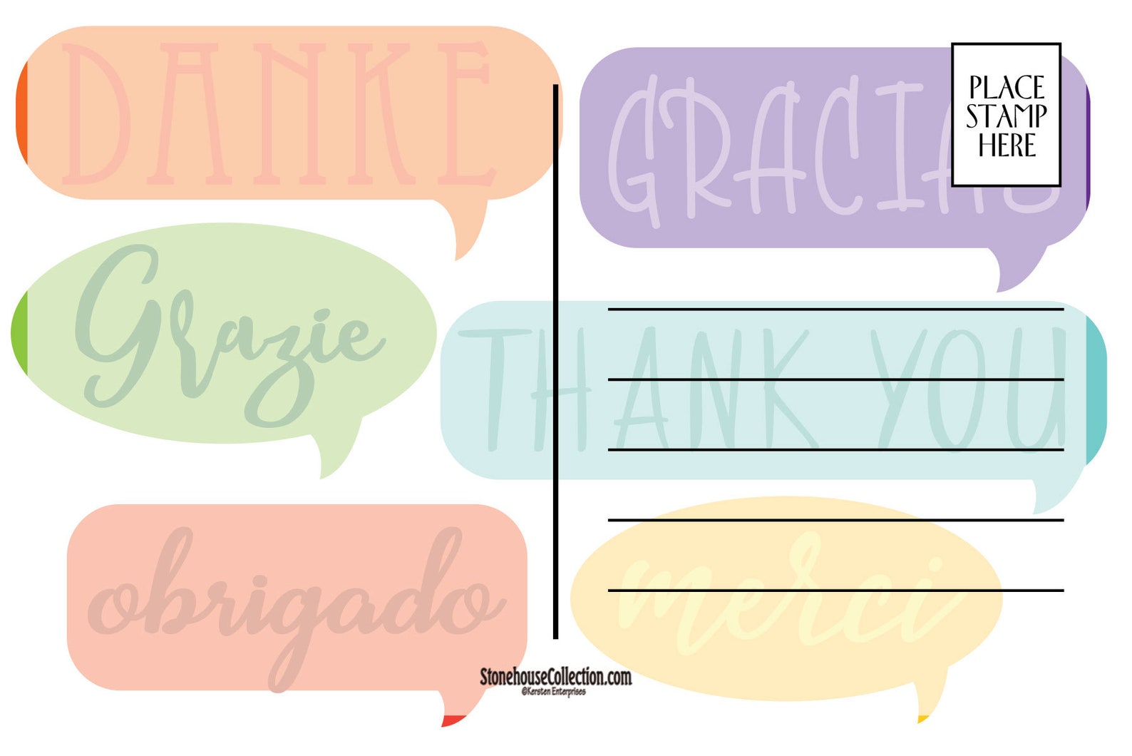 Multiple Language Thank You Postcards Set of 40 4 X 6 - Etsy
