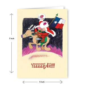 Texas Cowboy Santa Christmas Card - 18 Holiday Cards & Envelopes ...