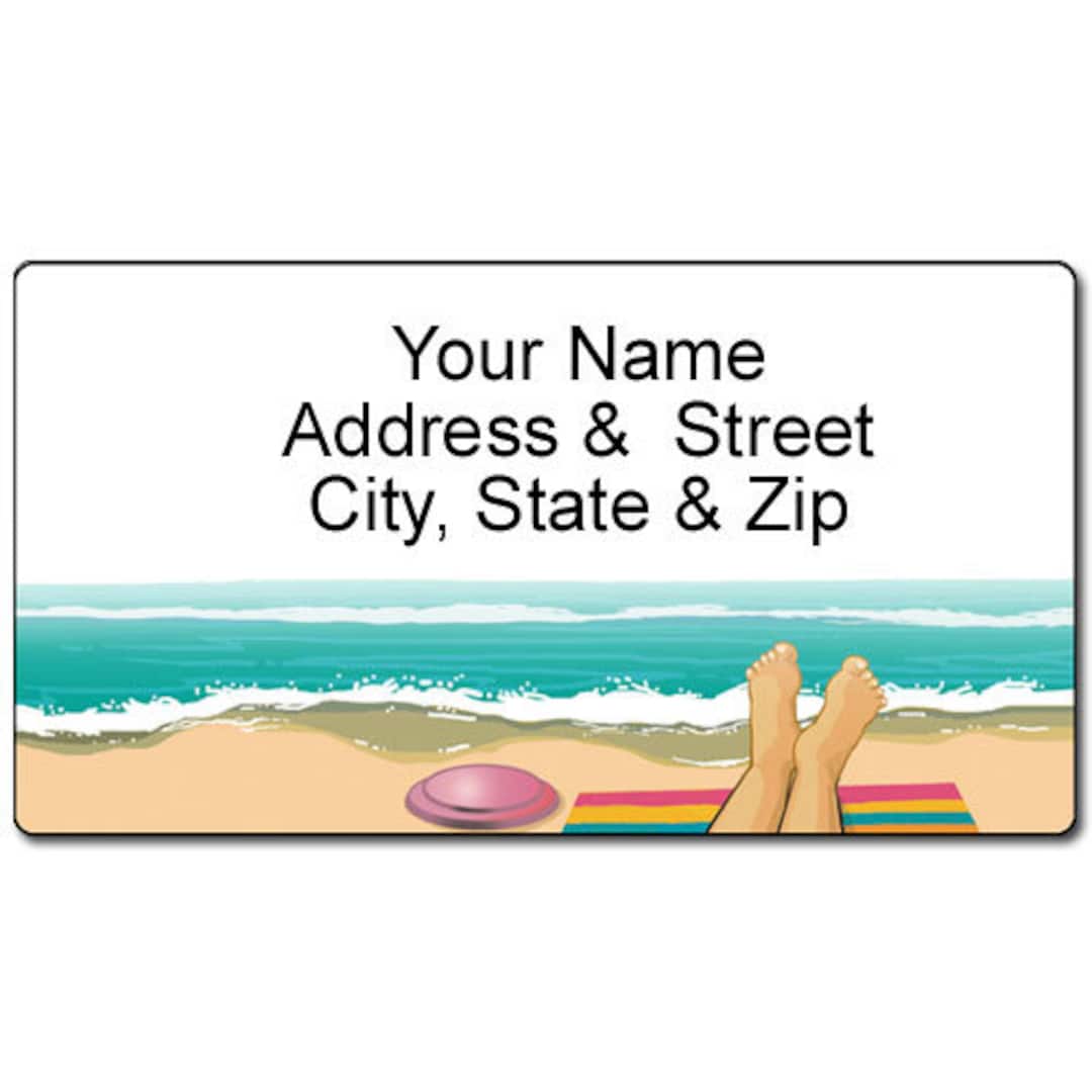 Custom Beach Address Label - Ocean View - Personalized Address Label ...