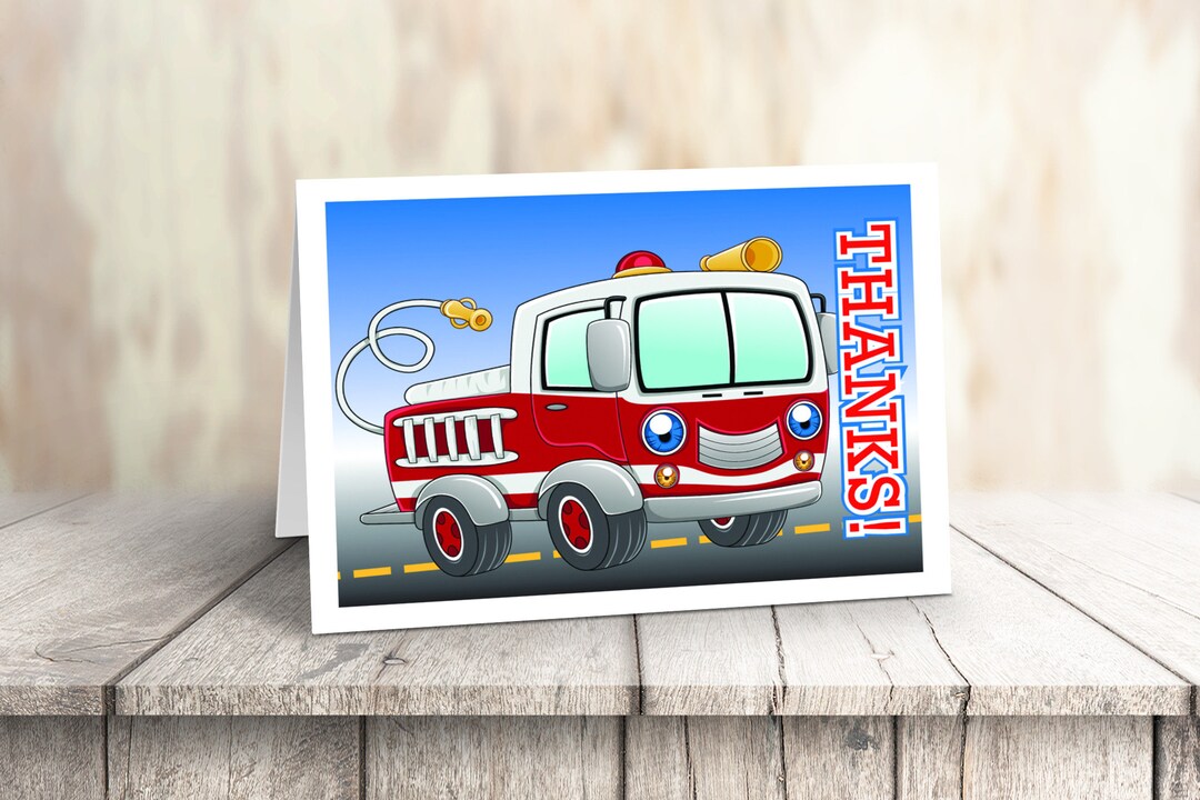Fire Truck Thank You Note Card - 18 Boxed Cards & Envelopes - B14144 - Etsy