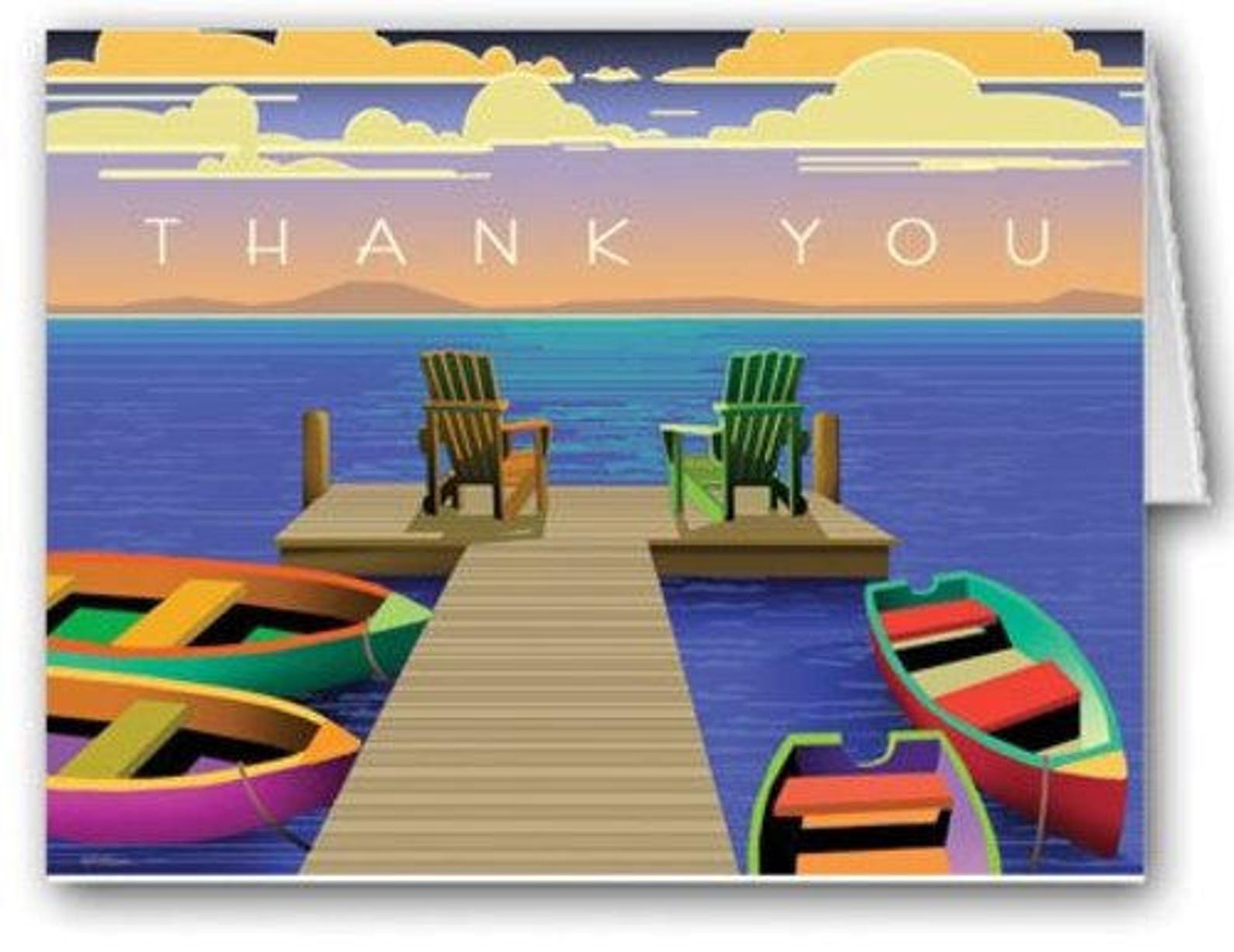 Colorful Dock Boating Thank You Note Card 10 Boxed Cards & - Etsy