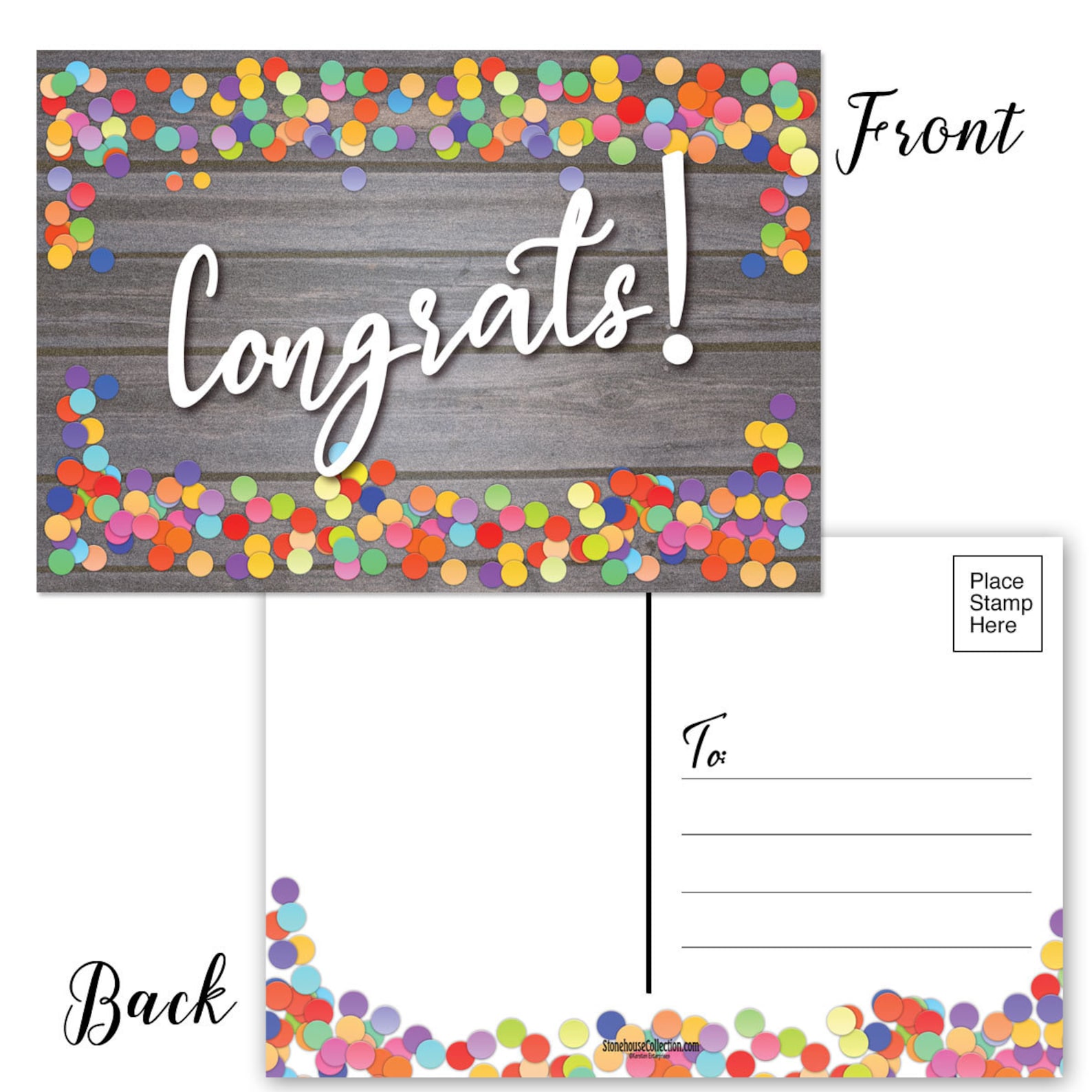 Congratulation Postcards Assorted Set of 40 - Full Color Both Sides - 4 ...
