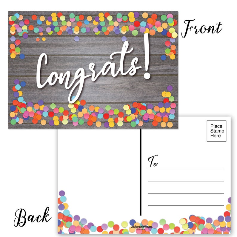 Congratulation Postcards Assorted Set of 40 - Full Color Both Sides - 4 ...