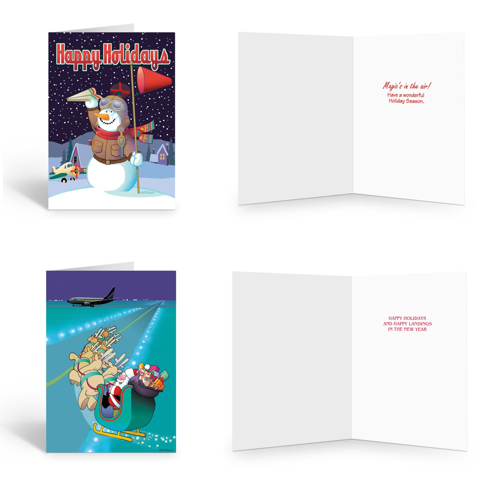 Airplane Christmas Card Variety Pack 24 Cards & Envelopes 83 - Etsy
