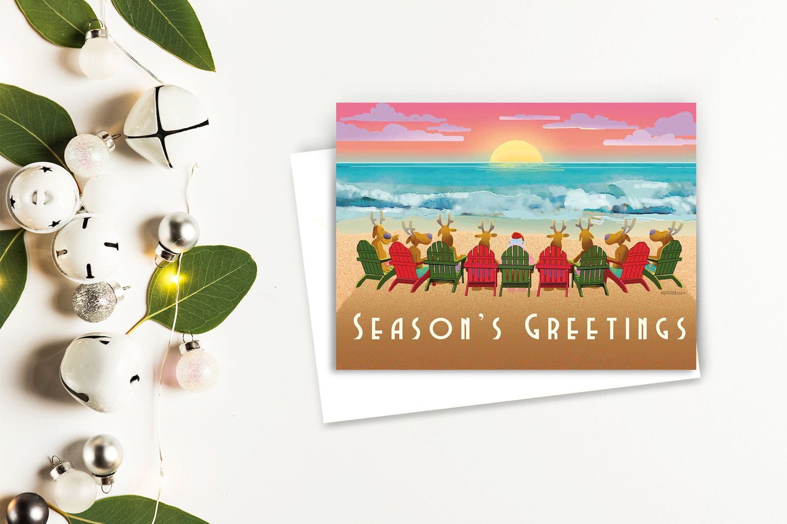 Beach Sunset Christmas Card 18 Cards & Envelopes - Beach Christmas ...