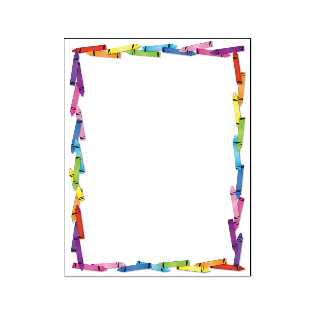 Crayon Border Stationery - 8.5 X 11-60 Letterhead Sheets - Great for ...
