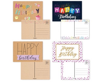 Assorted Happy Birthday Postcards 4 X 6 Birthday Postcard | Etsy