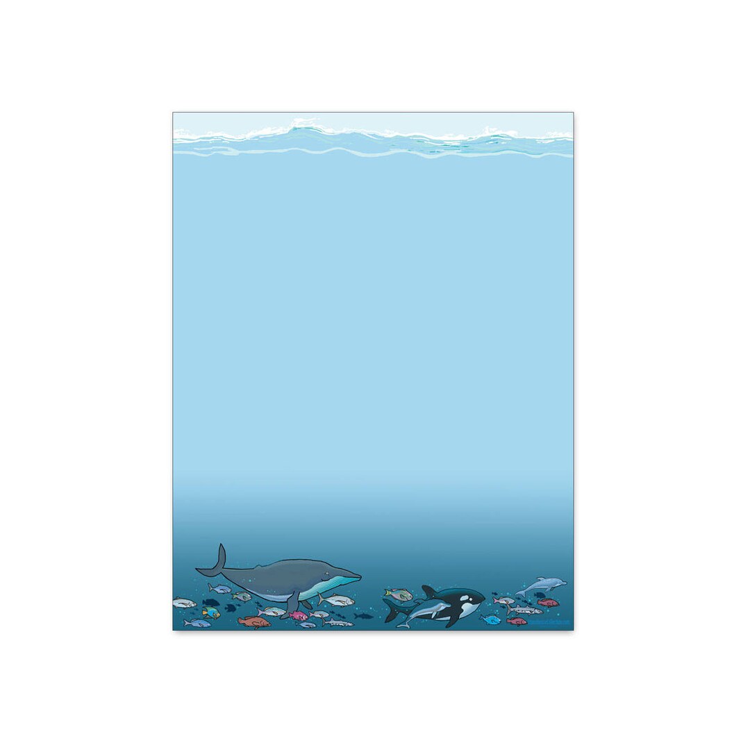 Ocean Stationery Ocean and Fish Letterhead 8.5 X 11 Inches 60 Paper ...