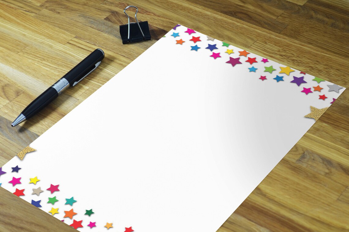 Stars Stationery - Star Border Letterhead -8.5 X 11 Inches - 60 Paper ...