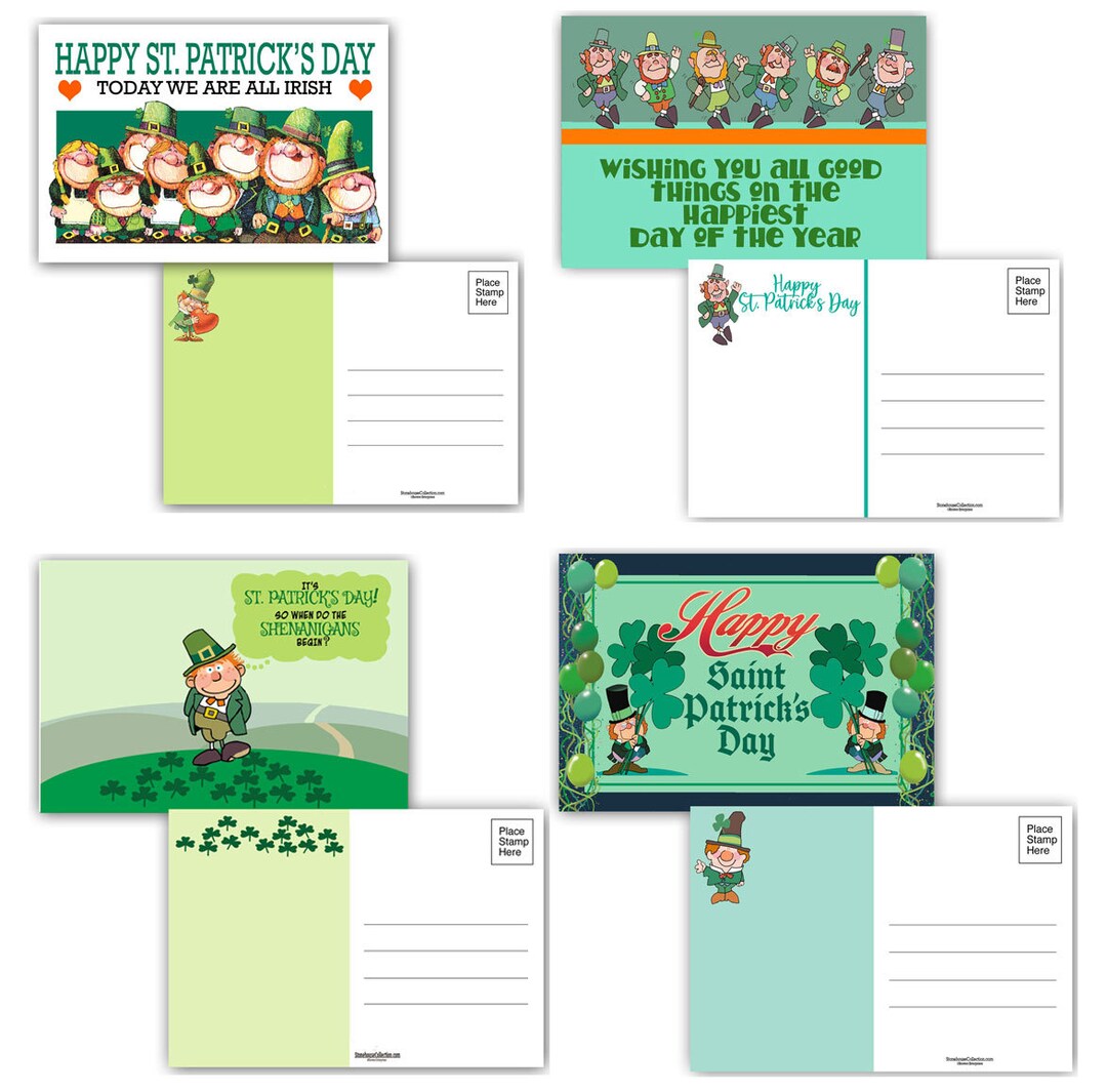 Assorted St Patricks Day Postcards - 4 X 6 Inch Postcard Set - 40 ...
