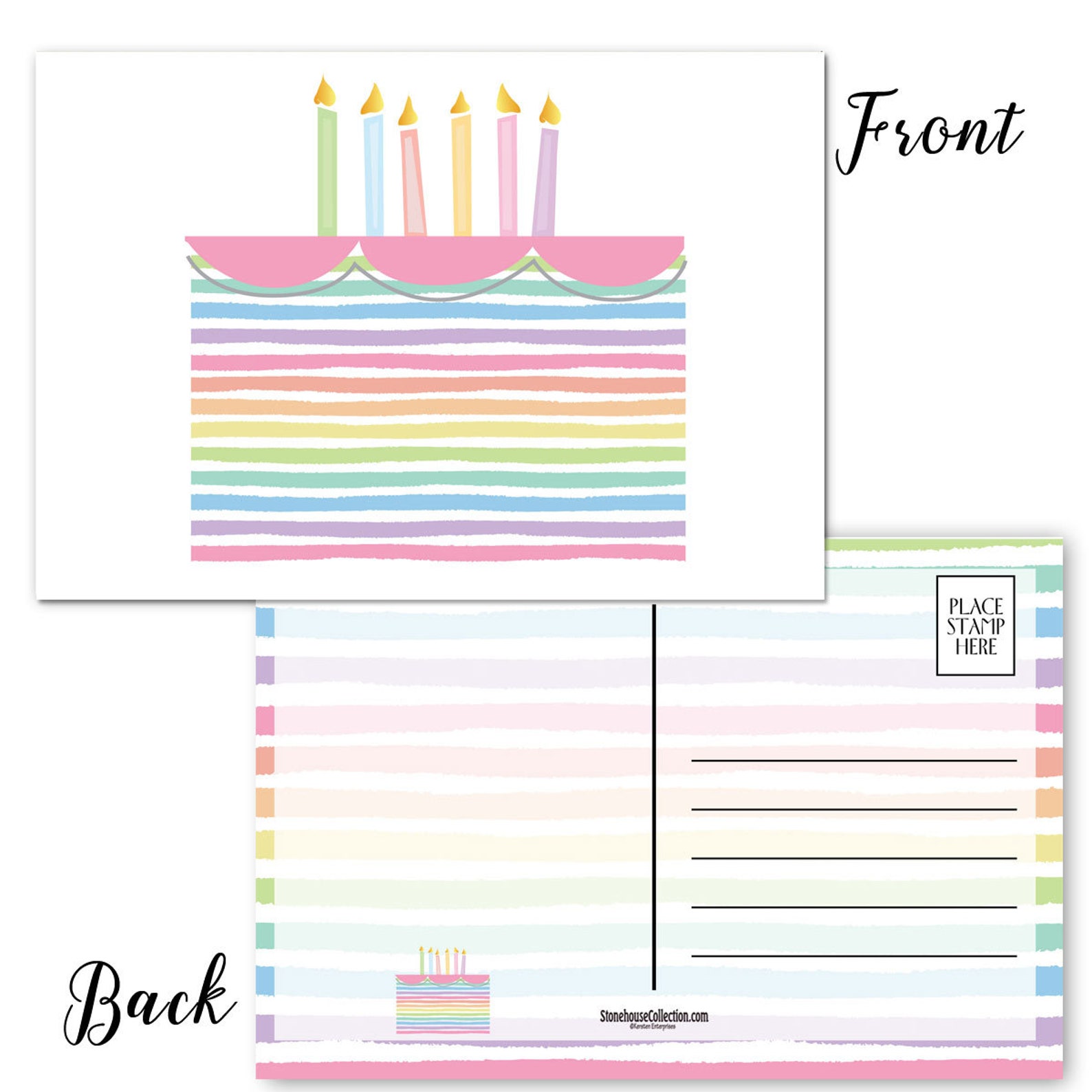 Assorted Happy Birthday Postcards Full Color Both Sides 4 - Etsy
