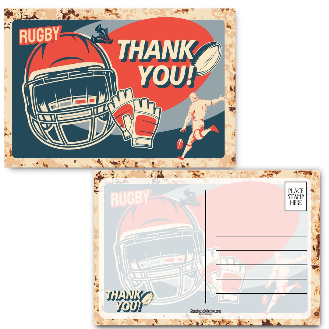 Rugby Thank You Postcards - Set of 40 Postcards - 4 X 6 Sports ...