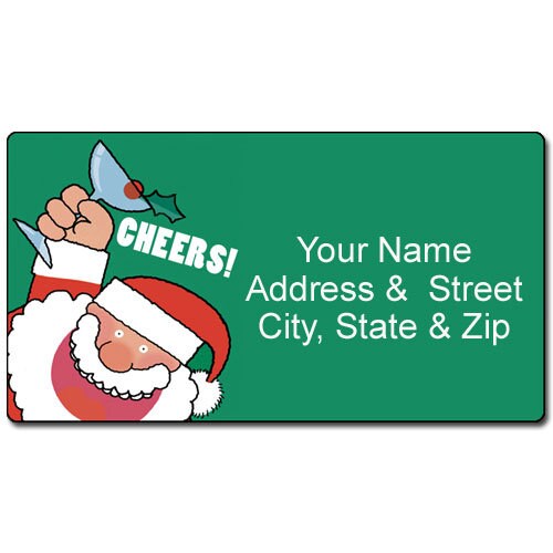 Cheers Santa Christmas Personalized Return Address Label | Etsy