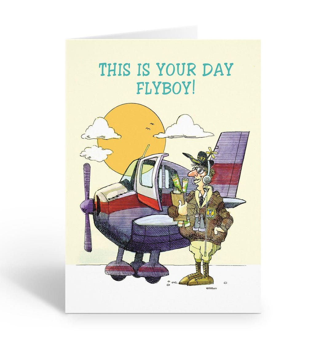 Airplane Birthday Card - Pilot Birthday Card "flyboy" - Single Card ...