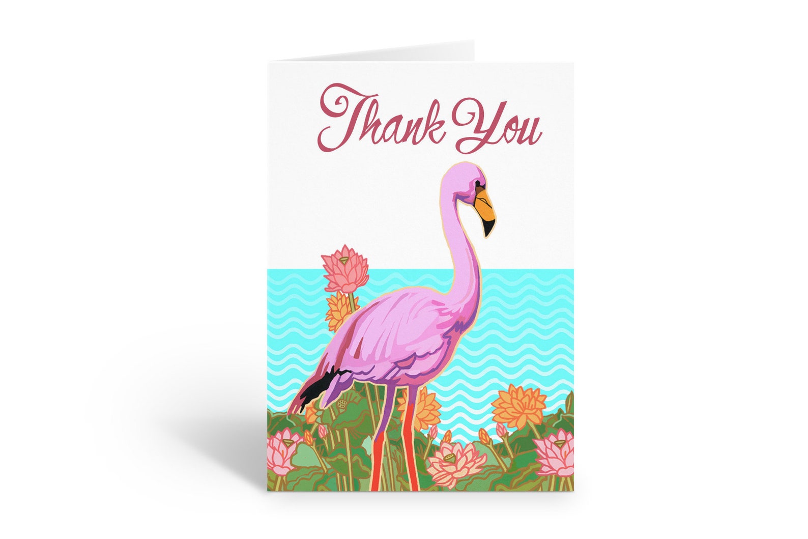 Flamingo Thank You Note Card 10 Note Cards and Envelopes - Etsy