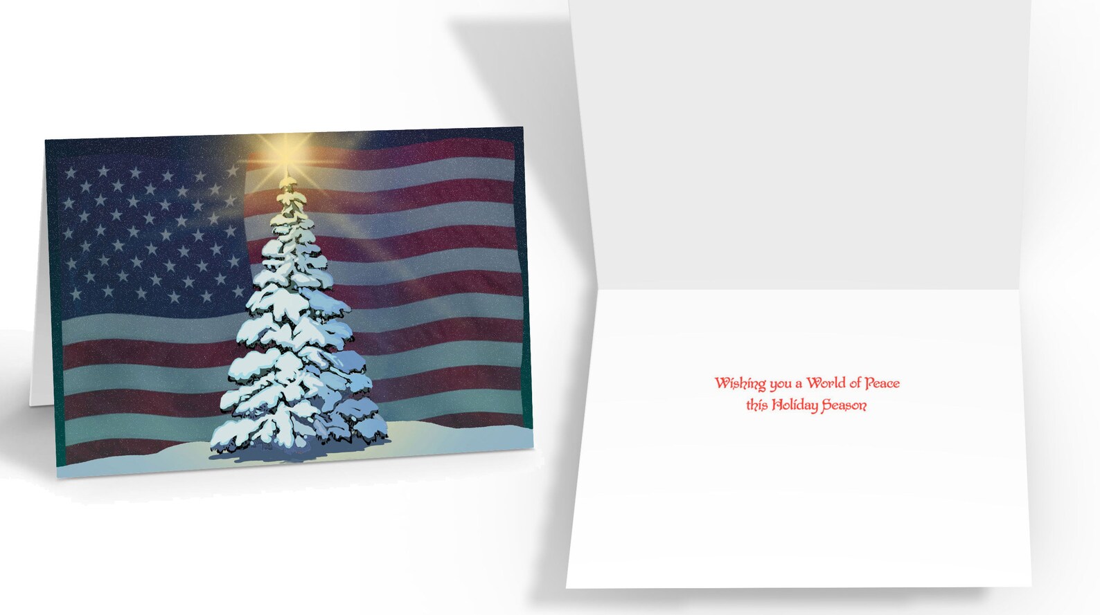 Assorted Patriotic Christmas Cards - 16 USA Flag Holiday Cards ...
