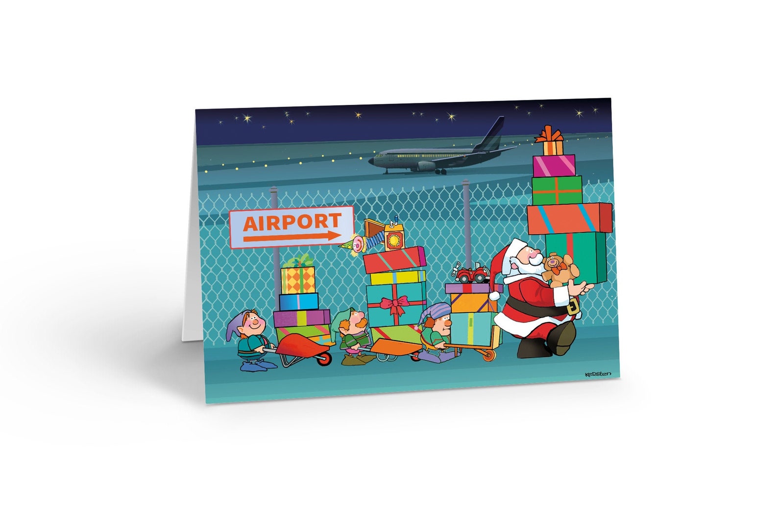 Aviation Christmas Card - 18 Cards & Envelopes - Santa Brings Packages ...