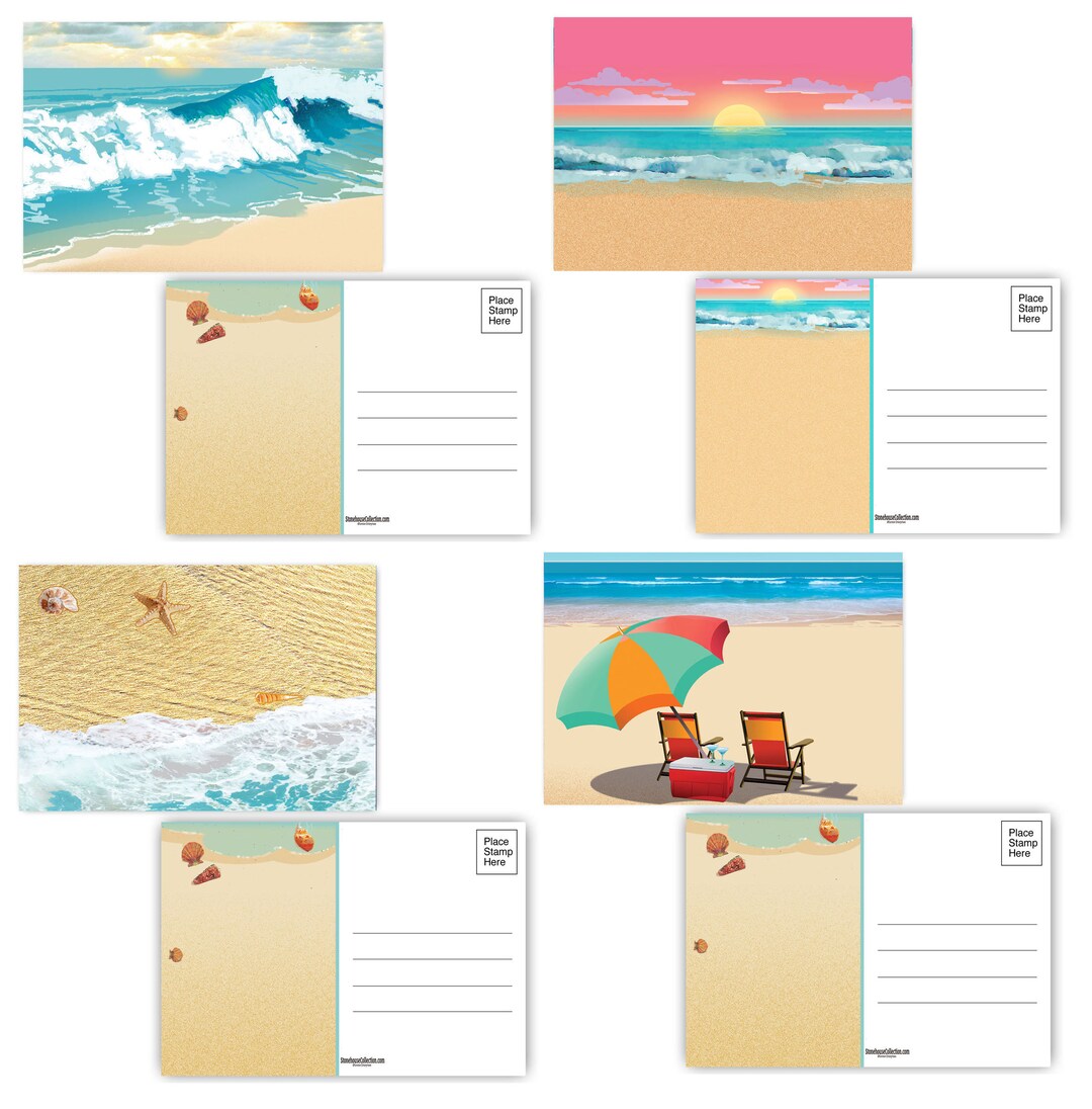 Assorted Beach Postcards - Set of 40 - 4 X 6 Postcards - 17090 - Etsy