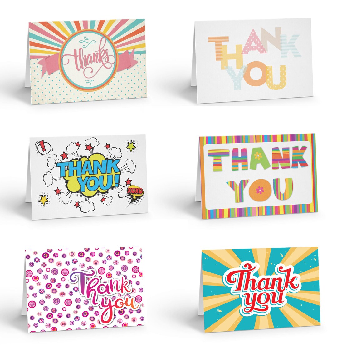 Assorted Thank You Note Cards - 12 Note Cards and Envelopes - 6 ...