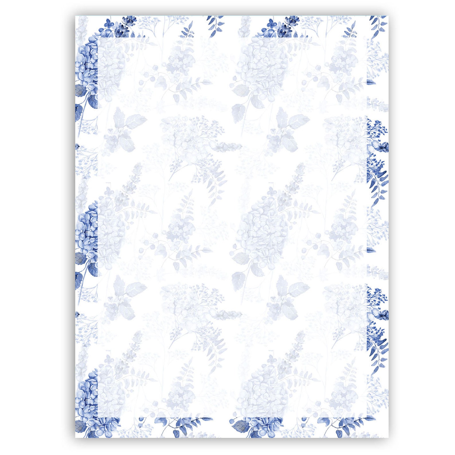 French Country Blue Floral Stationery - 8.5 X 11 Inches - 60 Paper ...