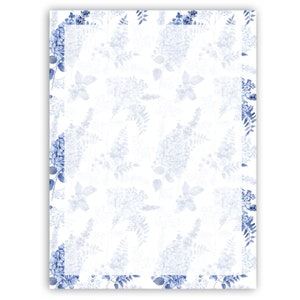 French Country Blue Floral Stationery - 8.5 X 11 Inches - 60 Paper ...