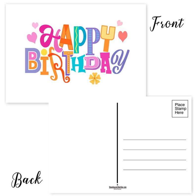 Assorted Happy Birthday Postcards 4 X 6 Birthday Postcard | Etsy