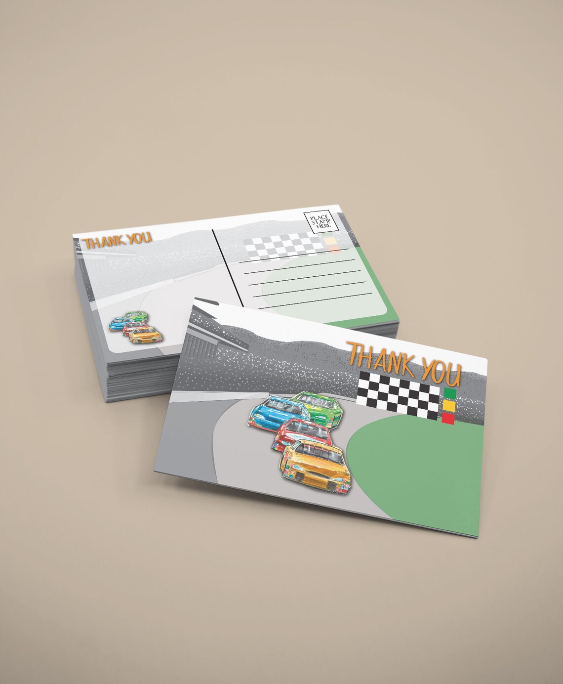 Race Car Themed Thank You Postcards Set of 40 Postcards 4 - Etsy