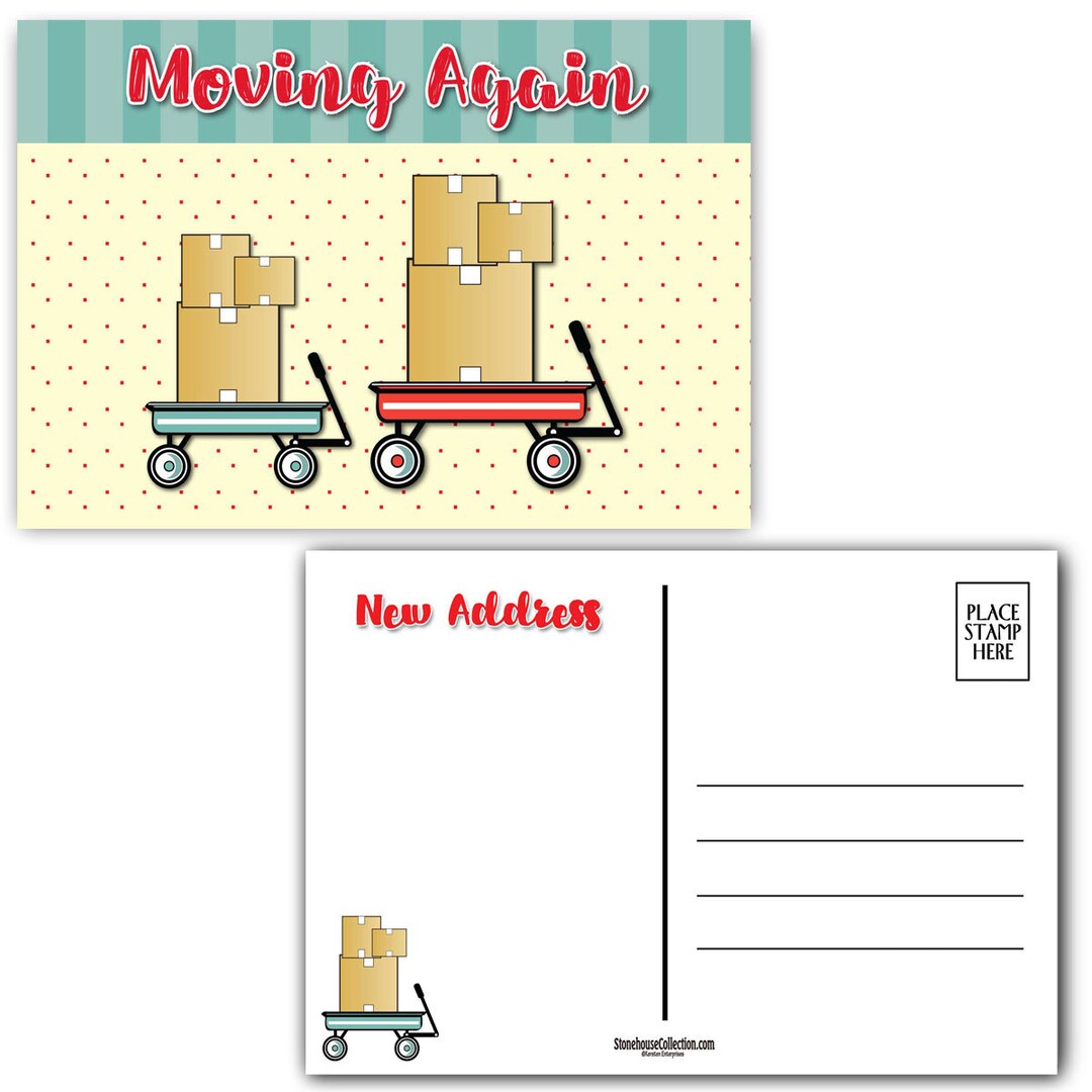 Moving Again Cute Wagons Postcards - 40 4 X 6 Moving Postcards - B17148 ...